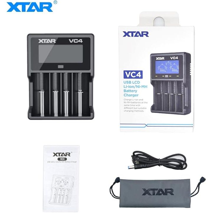 XTAR VC4 LCD 4 Bay Universal 18650 Battery Charger – Sydney Hemp Co